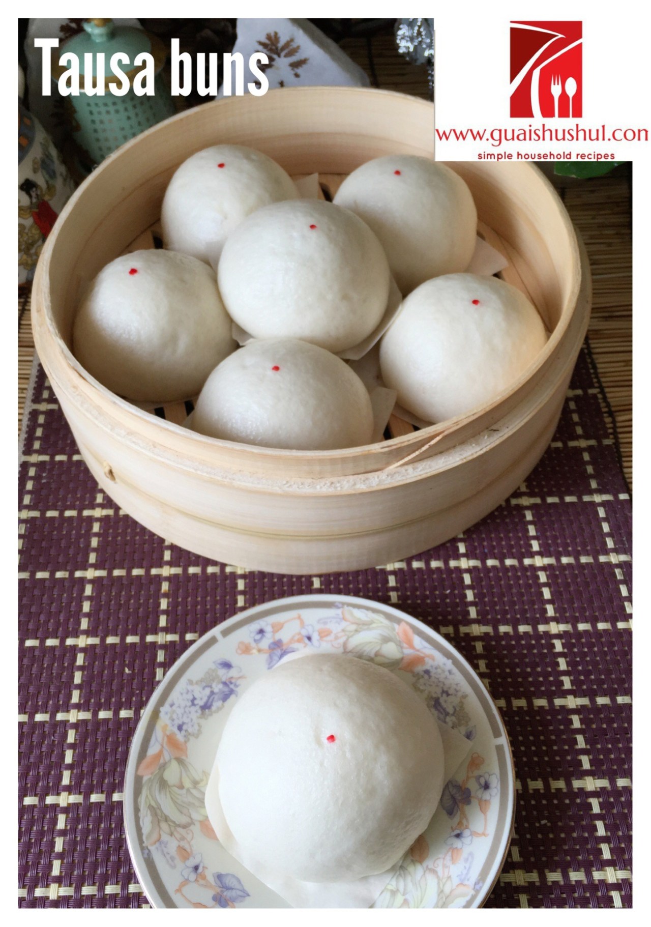 Chinese Steamed Buns With Red Bean Paste Aka Tausa Buns 豆沙包） Guai