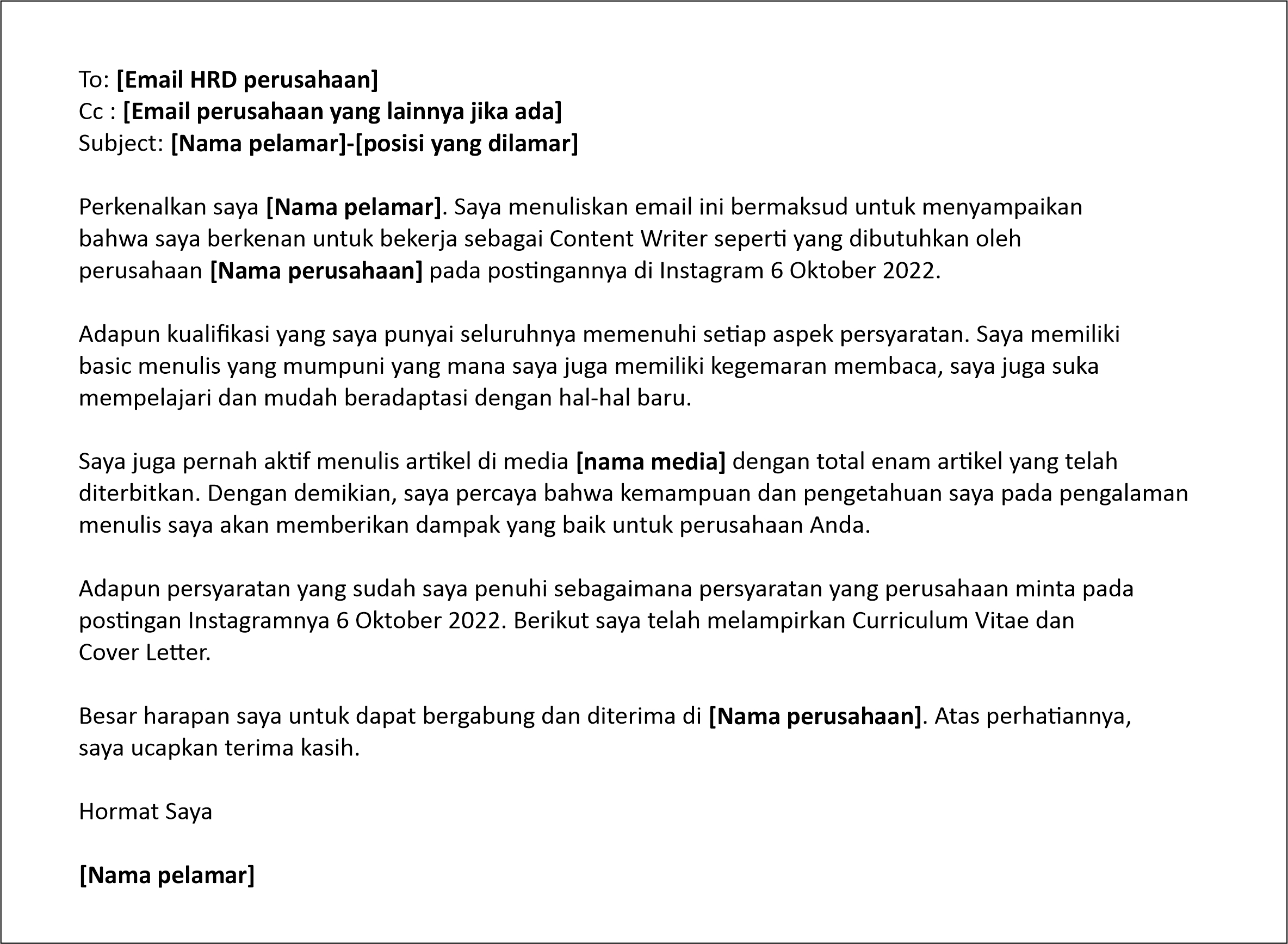 Cara Membuat Lamaran Kerja Cv Via Email