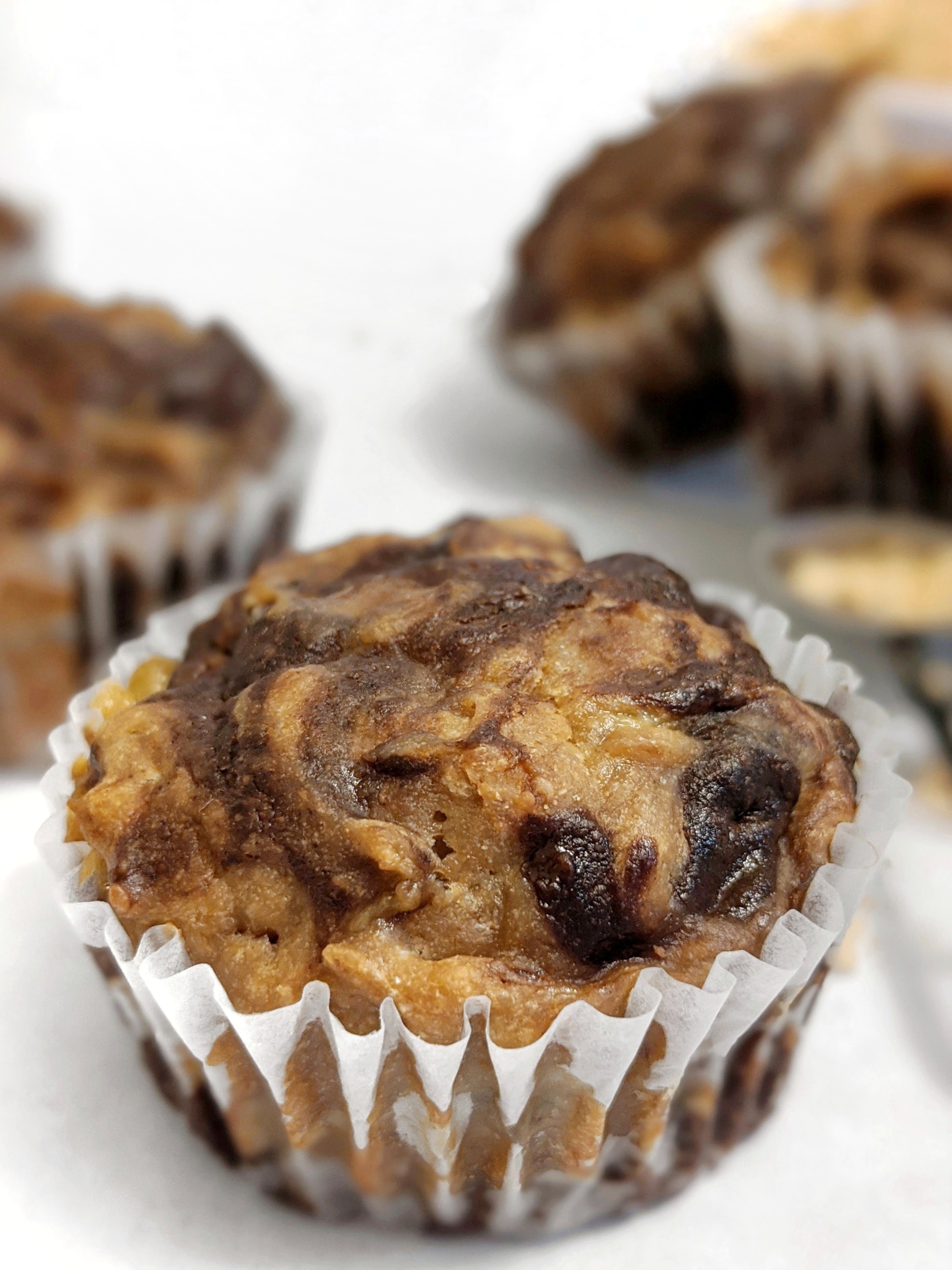 Skinny Chocolate Peanut Butter Marbled Banana Muffins Hayls Kitchen