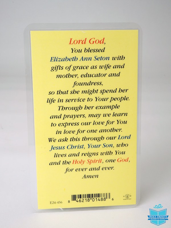 St Elizabeth Ann Seton Laminated Holy Card Holy Trinity Catholic