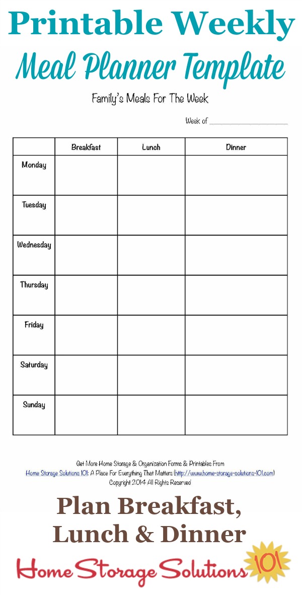 2021 Free Printable Weekly Meal Planner With Grocery List 6 Grocery