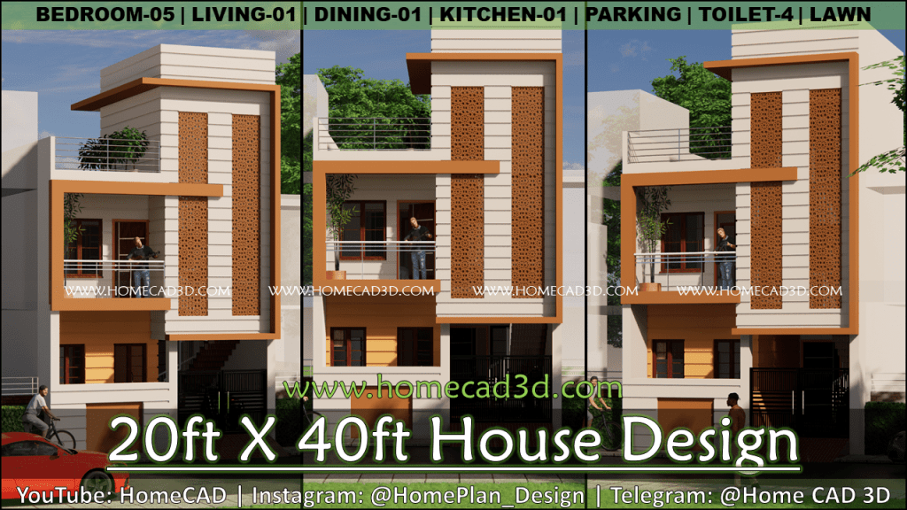 20x40 House Design 20x40 Home Plan 5bhk Two Story Home Cad 3d