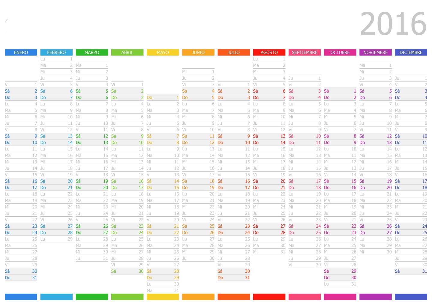 Colección De Calendarios Y Planificadores 2016 Gran Formato Listos