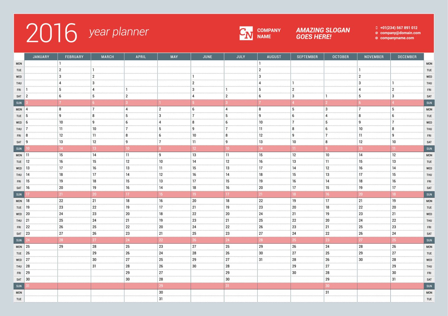 Colección De Calendarios Y Planificadores 2016 Gran Formato Listos