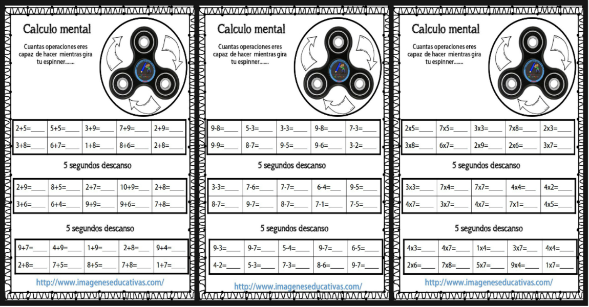 Fichas Para El Cálculo Mental Aprovecha Los Spinners Imagenes Educativas