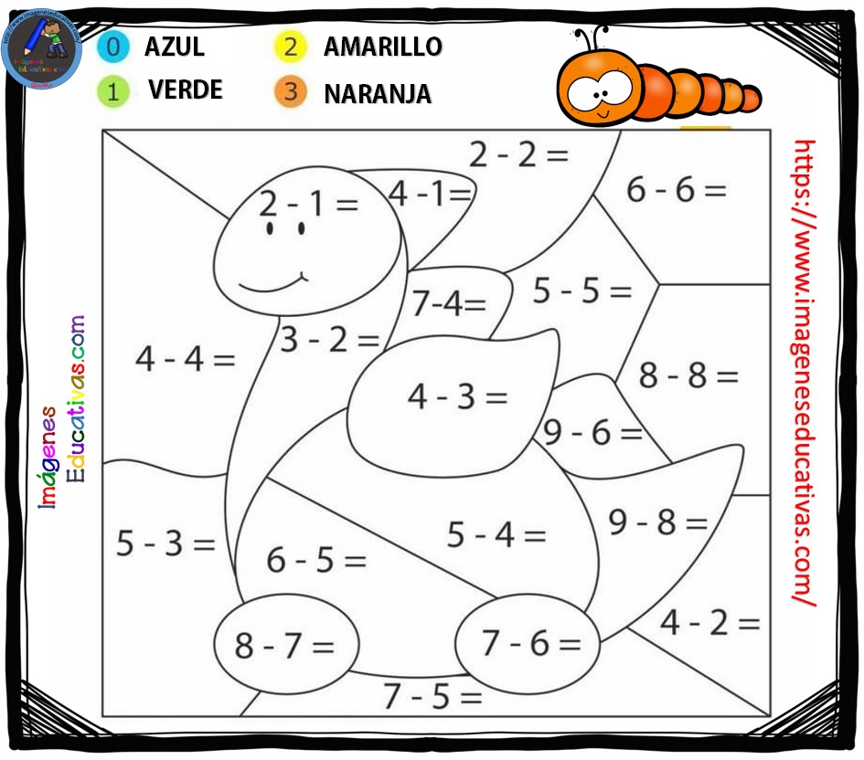 Colorear Por NÚmeros Sumas Y Restas 5 Imagenes Educativas