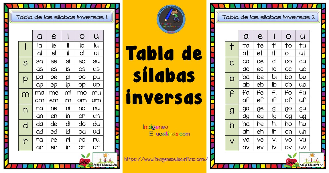 Tabla De Sílabas Inversas Imagenes Educativas