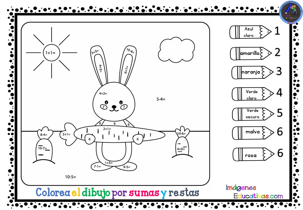 101 Fichas Para Colorear Con Operaciones Matemáticas Imagenes Educativas