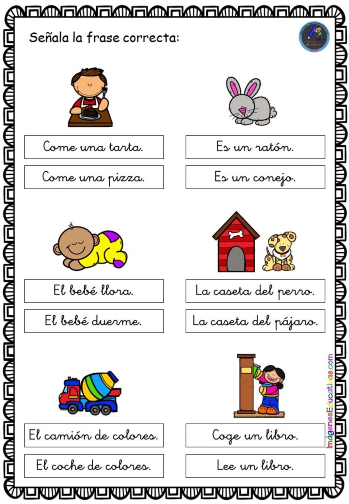 Comprensión Lectora De Frases Cortas Con Dibujos Imagenes Educativas