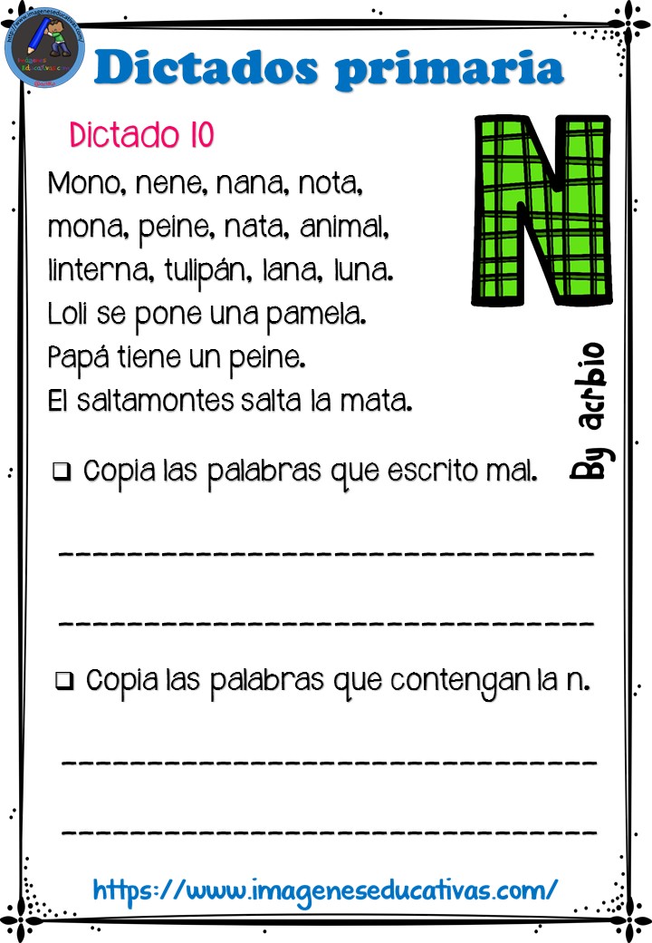 20 Dictados Para Primaria 1º 2º Y 3º Ciclo 10 Imagenes Educativas