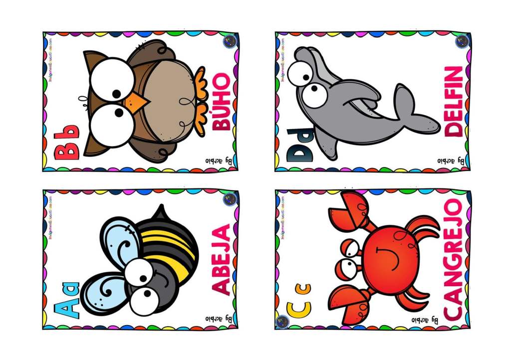 Abecedario De Animales En Tarjetas Para Plastificar TamaÑo 2página1