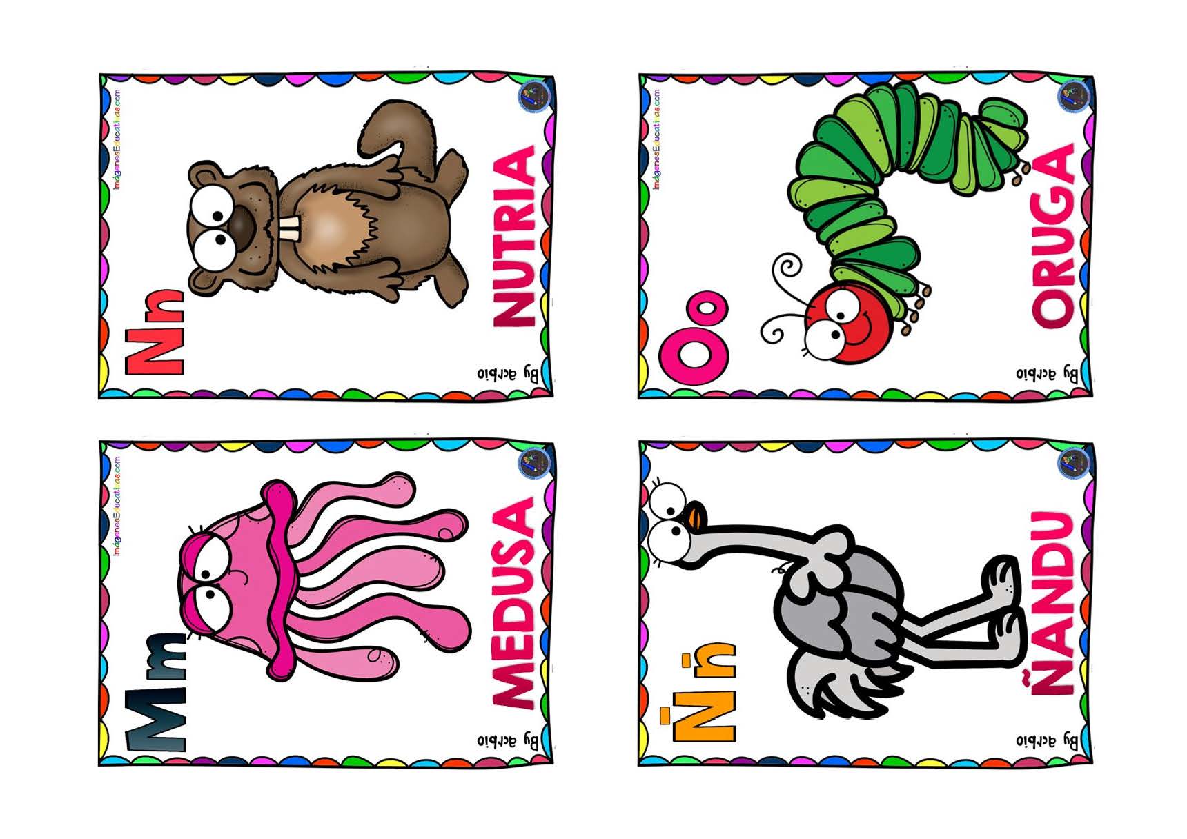 Abecedario De Animales En Tarjetas Para Plastificar TamaÑo 2página4