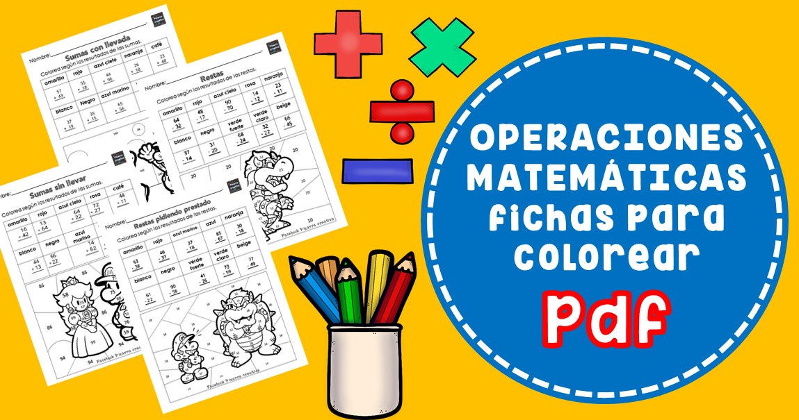 Operaciones MatemÁticas Fichas Para Colorear Imagenes Educativas