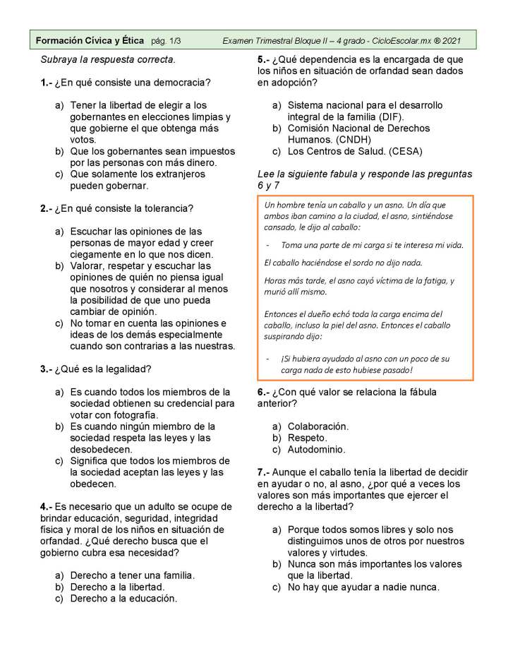 Preguntas Y Respuetas Para El Examen Trimestral Bloque Ii Grado 3º Y 4º