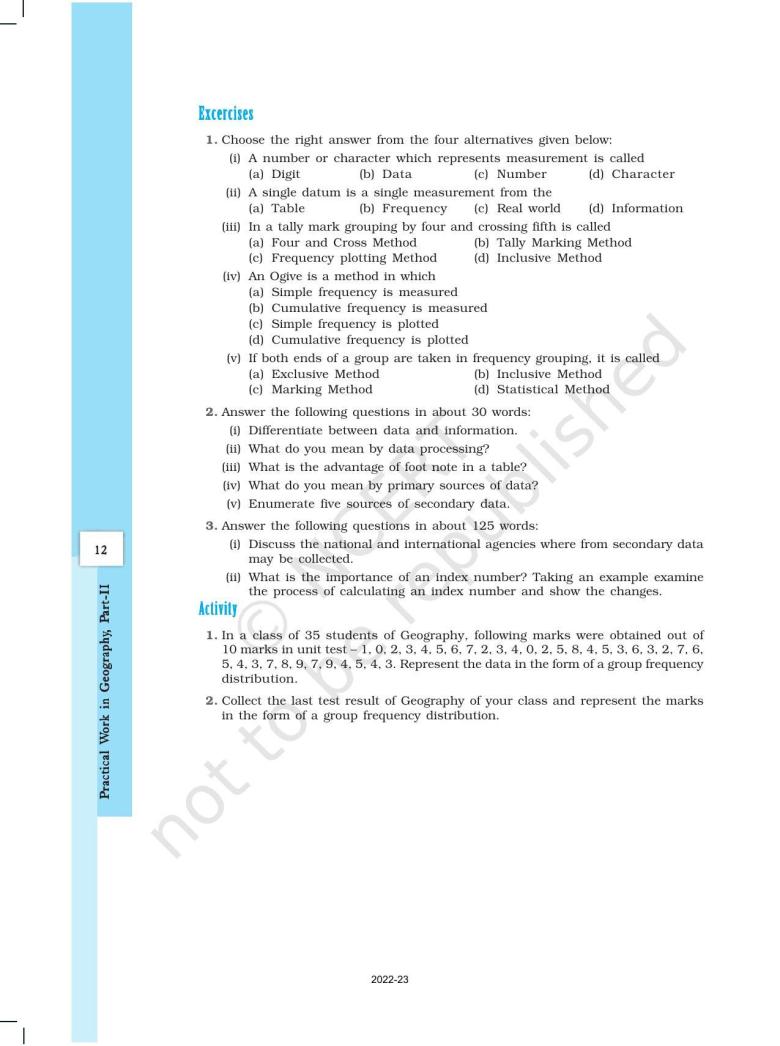 Ncert Book For Class 12 Geography Chapter 1 Data Its Source