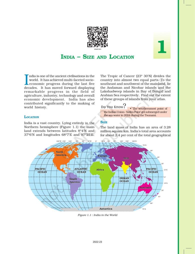 Ncert Book For Class 9 Geography Chapter 1 Indiasize