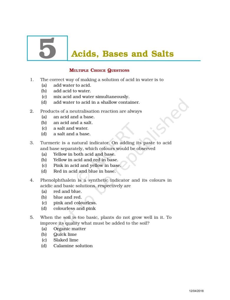 Ncert Exemplar Book For Class 7 Science Chapter 5 Acids Bases And Salts