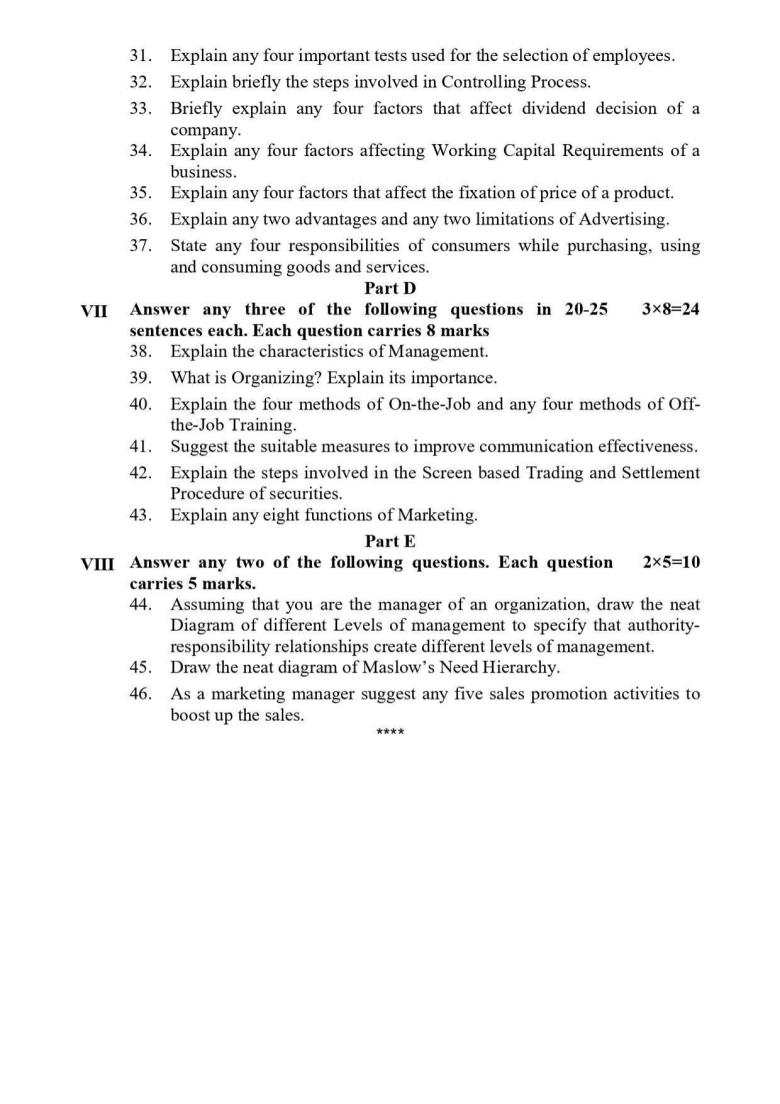 Karnataka 2nd Puc Business Studies Model Question Paper Indcareer Schools