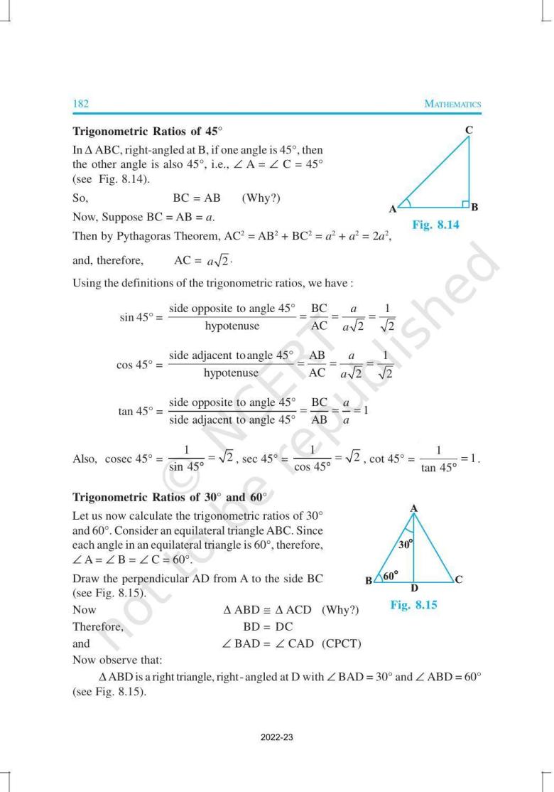 Ncert Book For Class 10 Maths Chapter 8 Introduction To Trigonometry