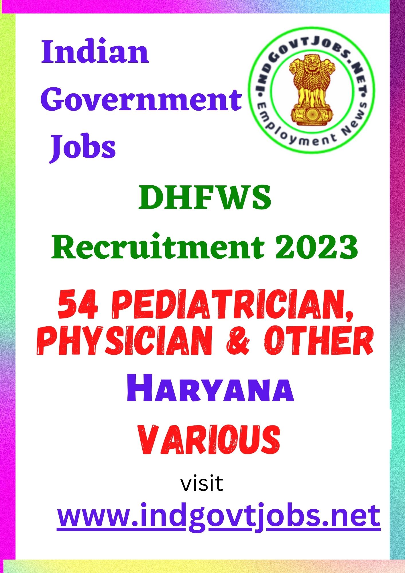 Dhfws Haryana Recruitment 54 Best Job Vacancy 2022