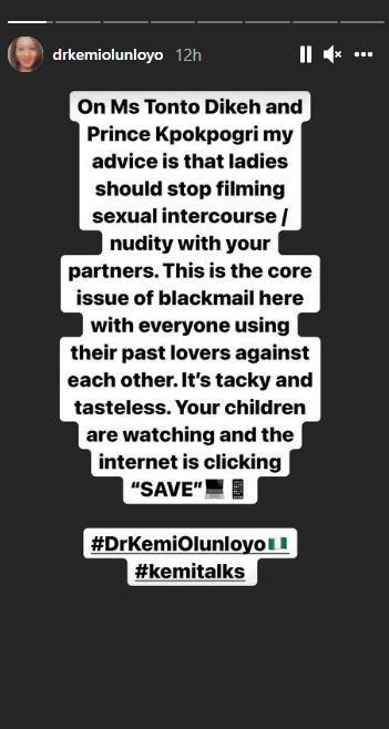 Controversial Journalist Kemi Olunloyo Reacts To Tonto Dikeh And Ex