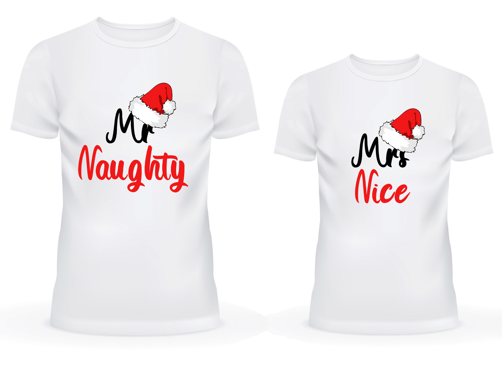 Christmas T Shirt Mr Naughty Mrs Nice Couple T Shirts Jts His And