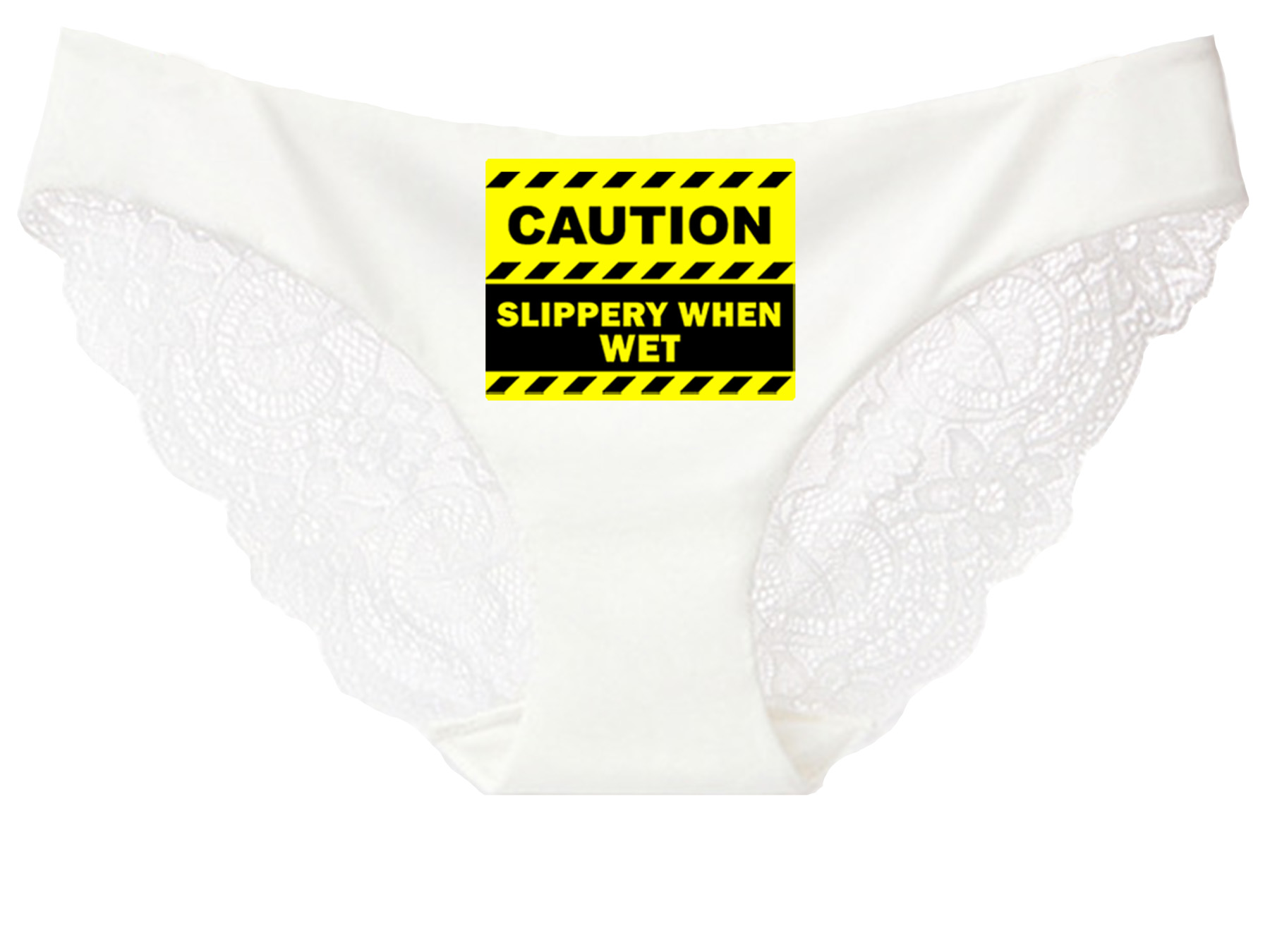 Caution Slippery When Wet Underwear For Her White Black And Red