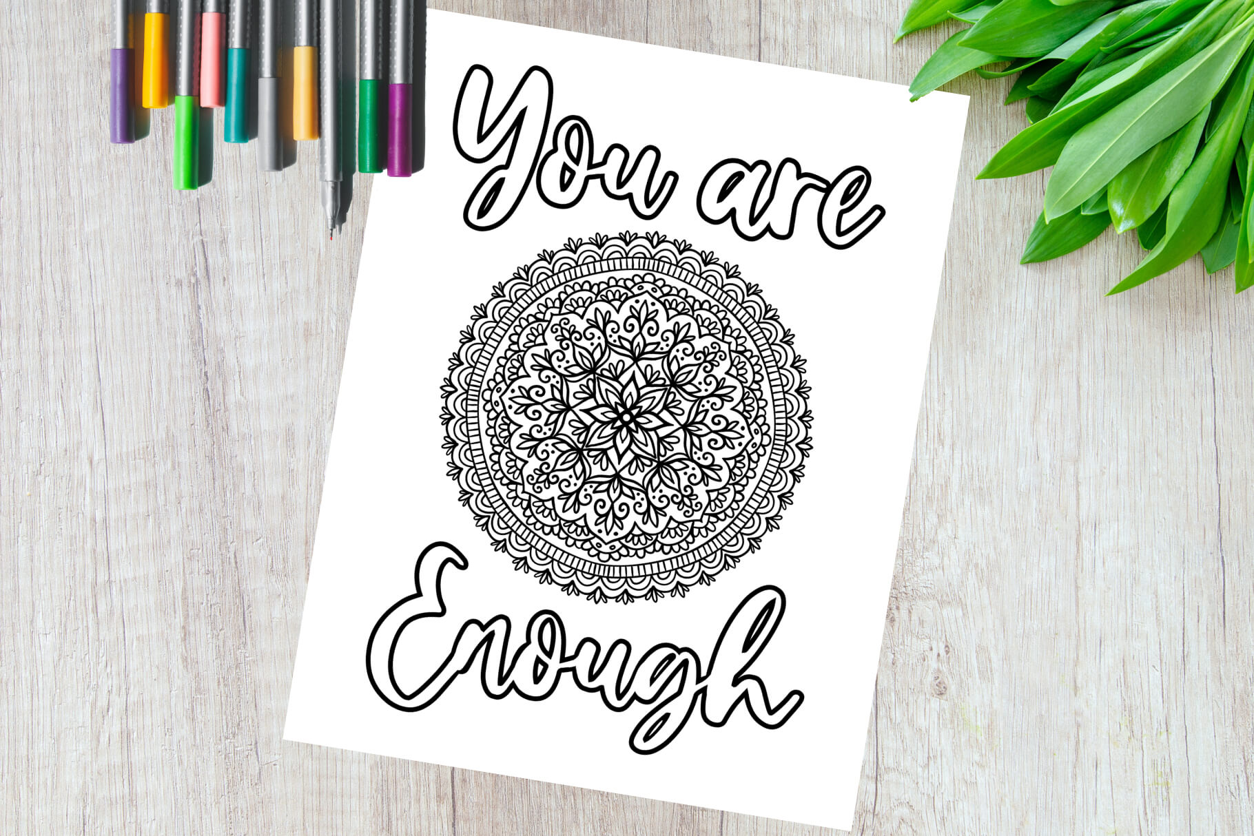 You Are Enough Mandala Coloring Page Julie Erin Designs