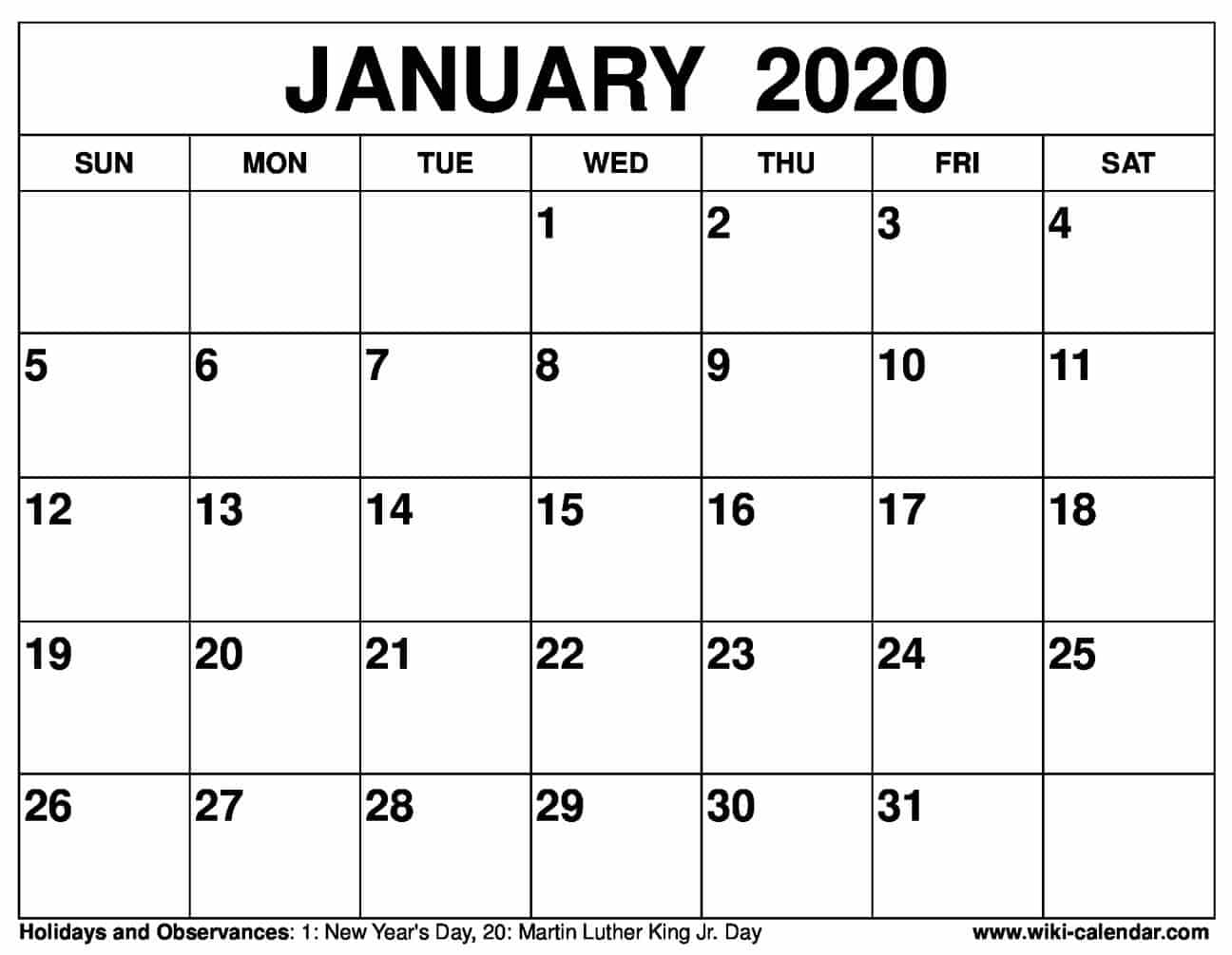 Free Printable January 2021 Calendars From Free Printable January