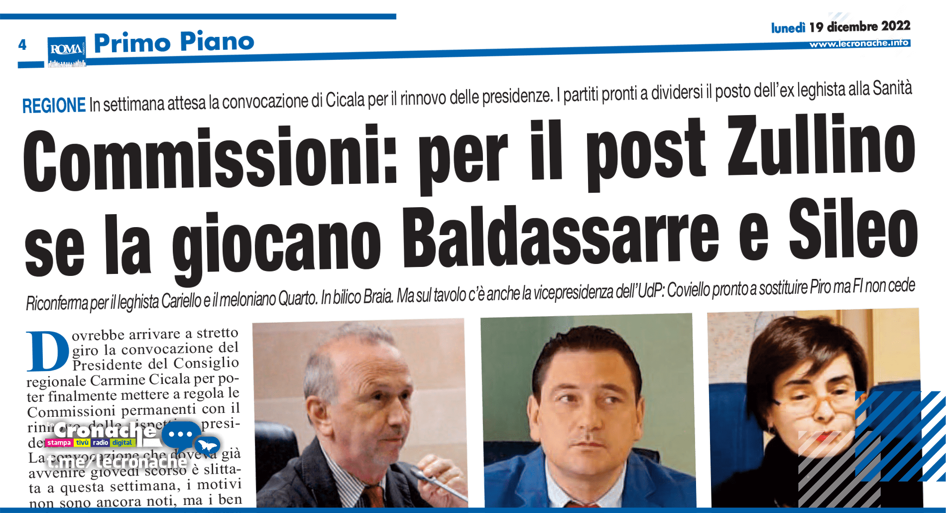 Commissioni Per Il Post Zullino Se La Giocano Baldassarre E Sileo