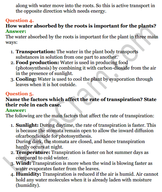 Selina Concise Biology Class 8 Icse Solutions Chapter 1 Transportation