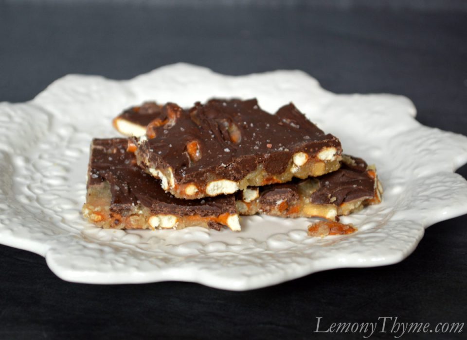 Salted Chocolate Toffee Pretzel Bark Share The Love Lemony Thyme