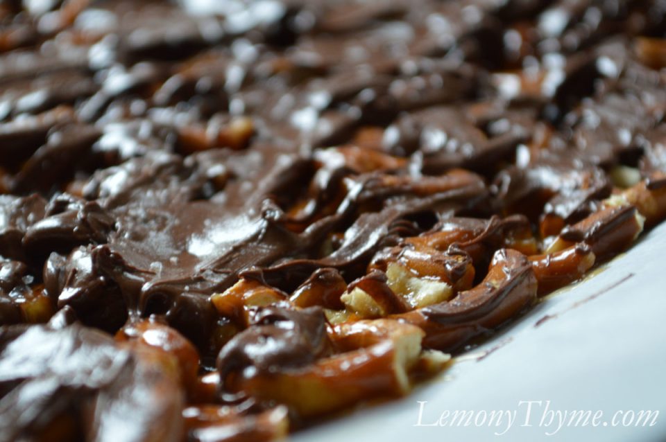 Salted Chocolate Toffee Pretzel Bark Share The Love Lemony Thyme