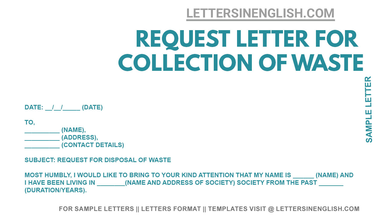 Request Letter For Proper Waste Disposal Sample Letter Requesting For