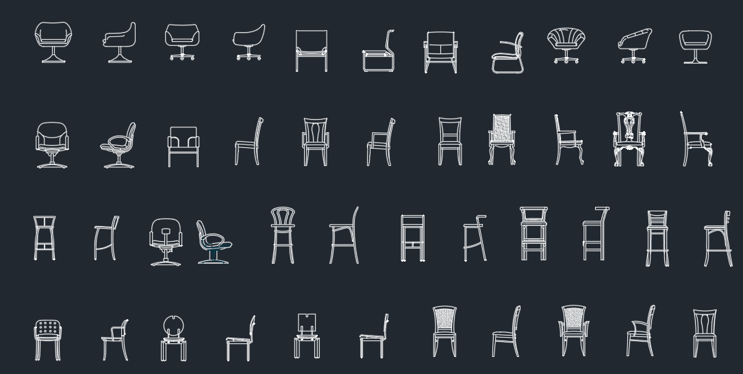 19 Chair Elevation Cad Block