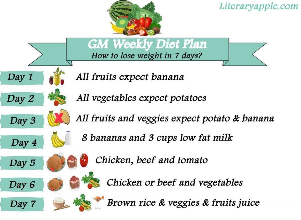 Weekly Diet Plan For Weight Loss Gm Diet Plan Literary Apple