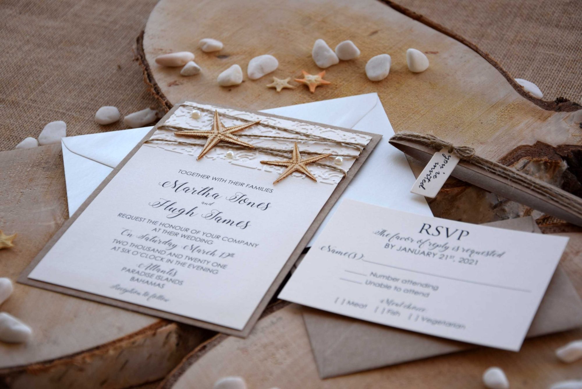 Custom Beach Wedding Invitations Starfish Wedding Invitations