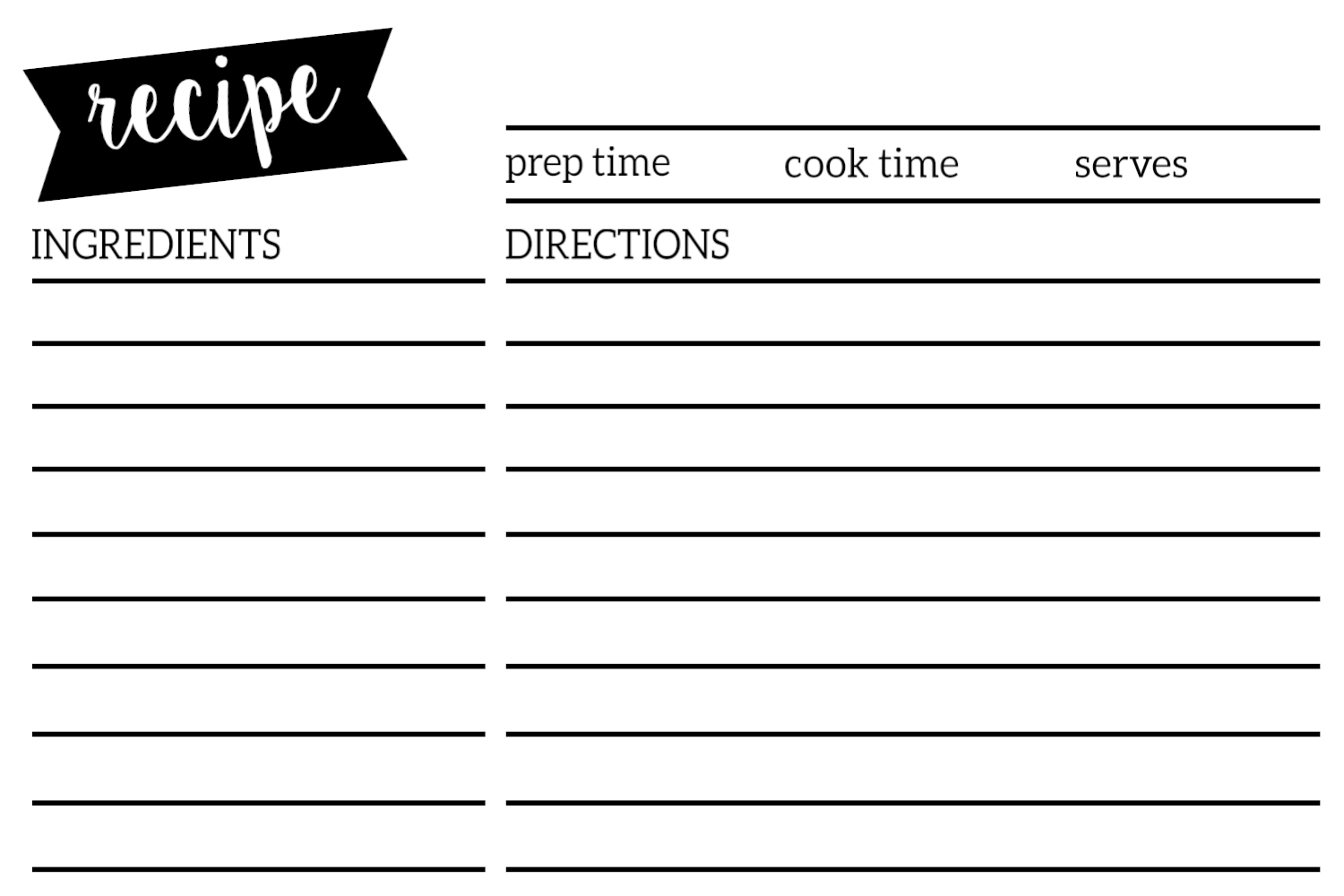 Recipe Card Template Free Printable Honeypase