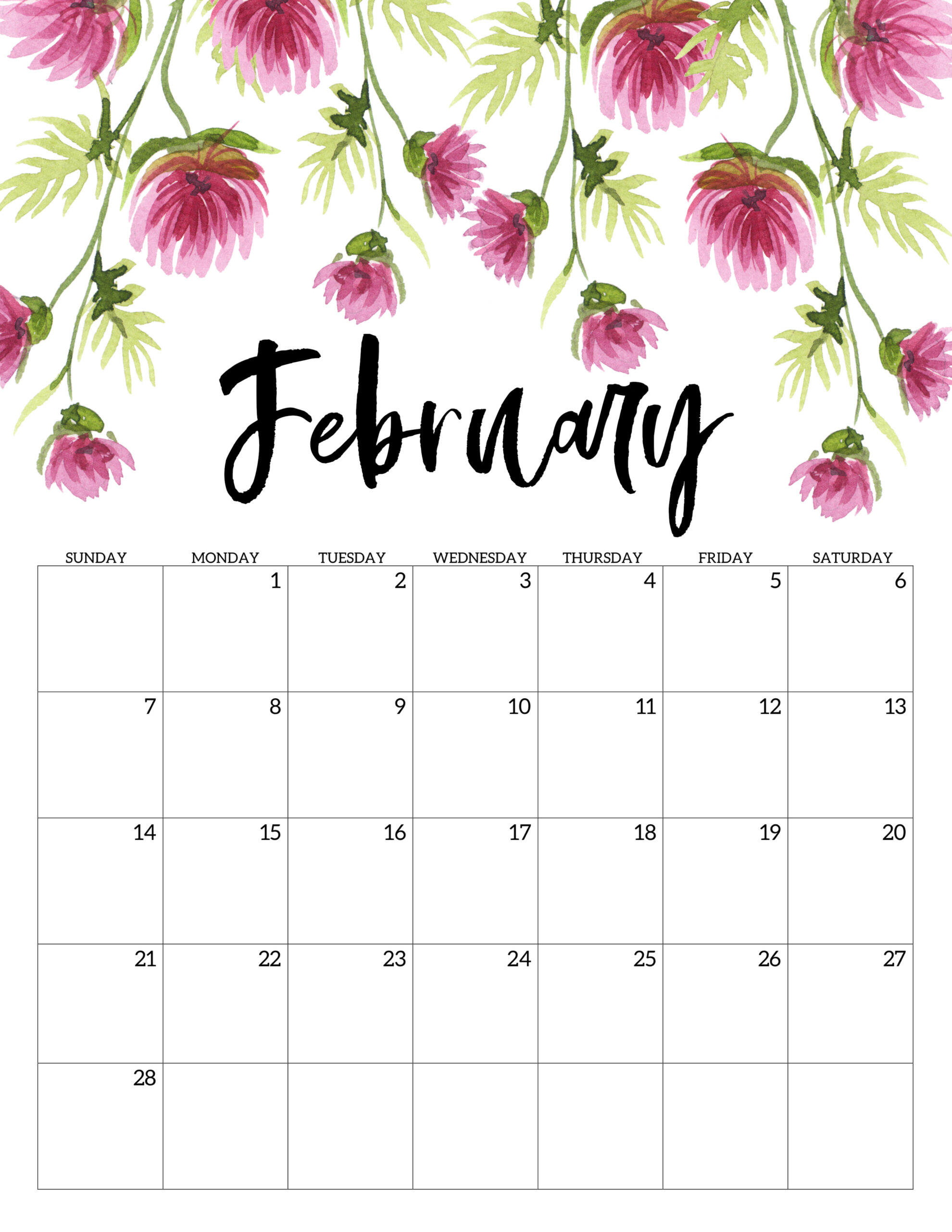 Free Printable 2021 Floral Calendar Paper Trail Design