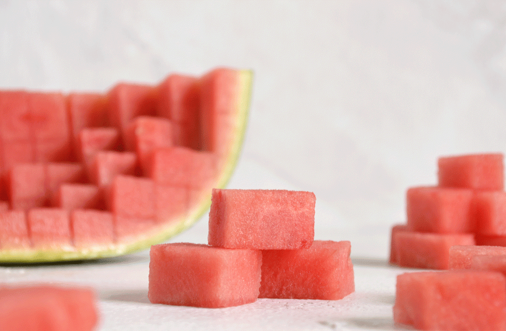 How To Cut A Watermelon Into Cubes Perspective Portions