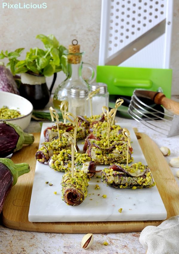 Involtini Di Melanzane Grigliate Con Erbe Tonno E Pistacchi