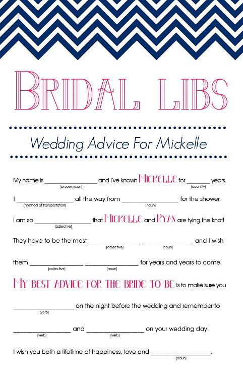 Bridal Mad Libs Bridal Shower Games That Promise To Break The Ice