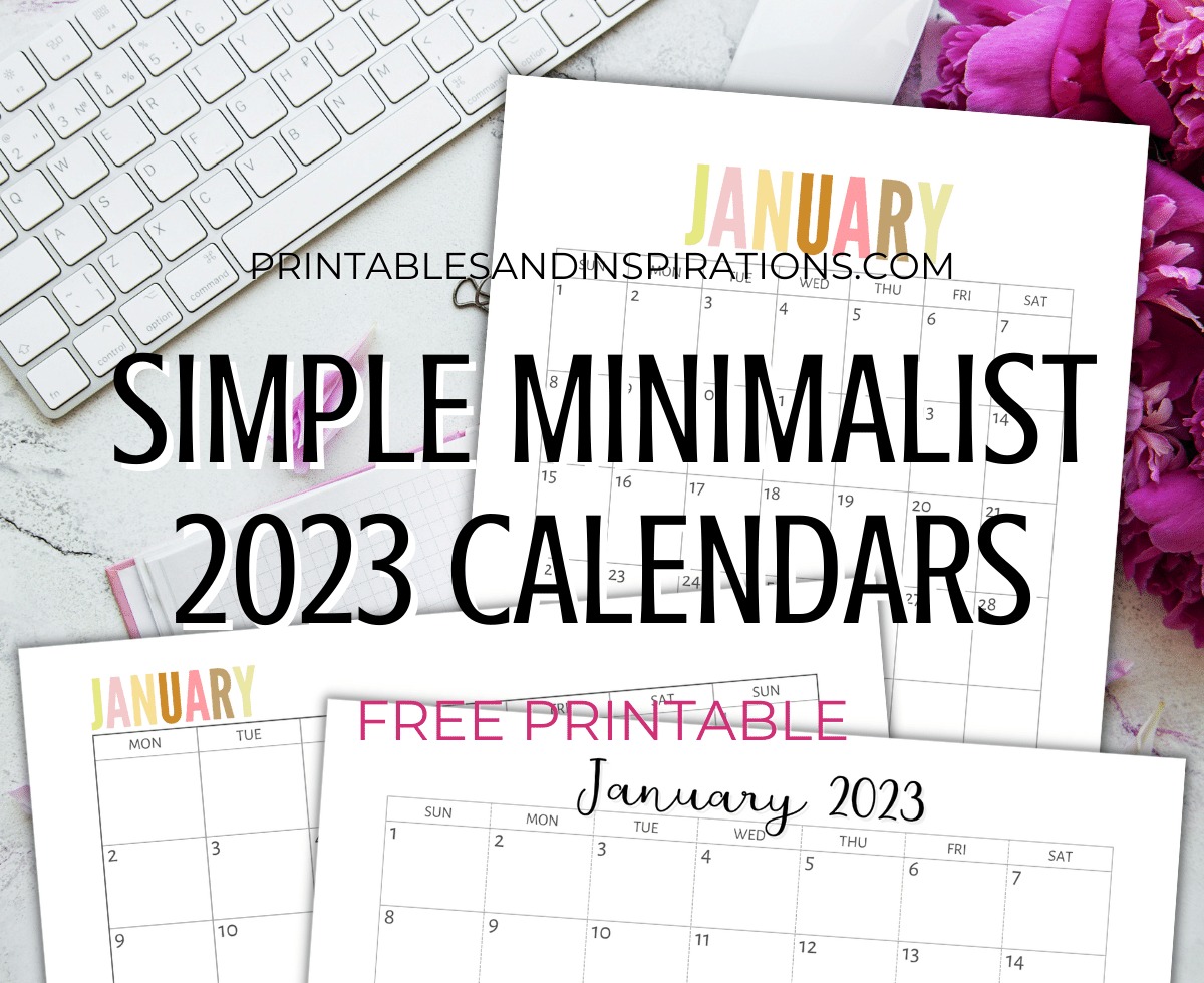 Free 2023 Calendar Printable Pdf Simple Minimalist Printables And