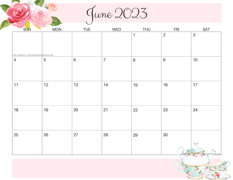 2023 Free Printable Pretty Floral Calendar Printables And Inspirations