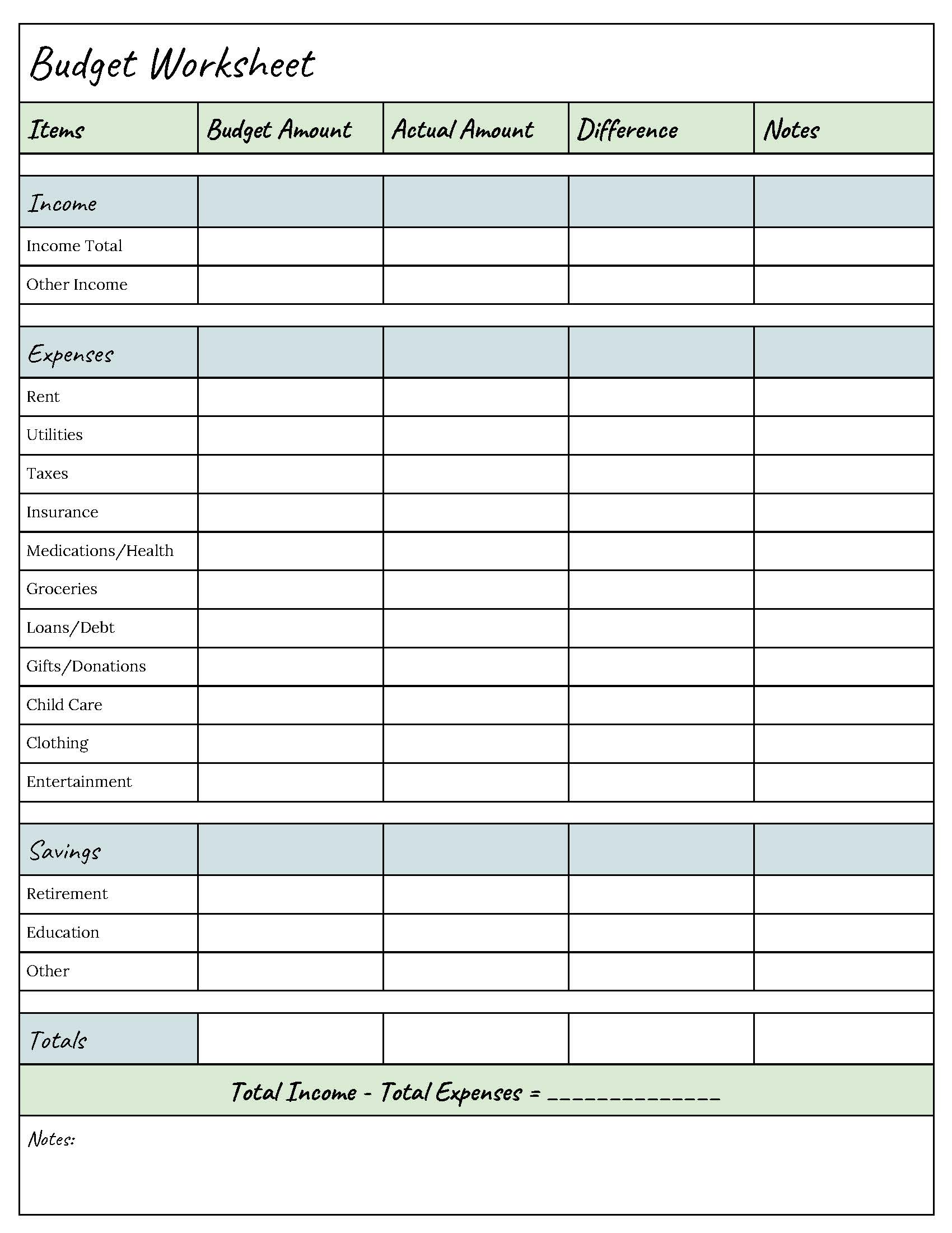 Budget Spreadsheet Free Printable Printable Templates