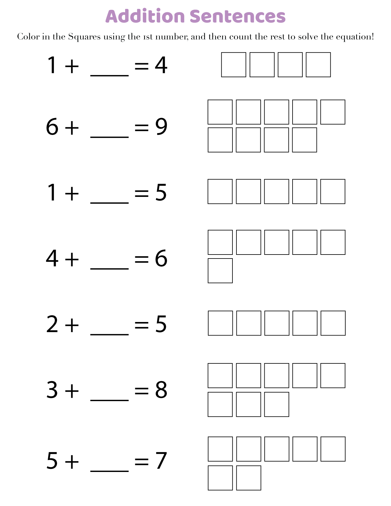 Printable 1st Grade Math Worksheets