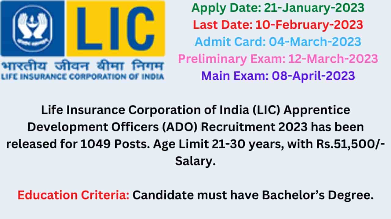 Lic Ado Recruitment 2023 For 1049 Posts Apply Online Easily