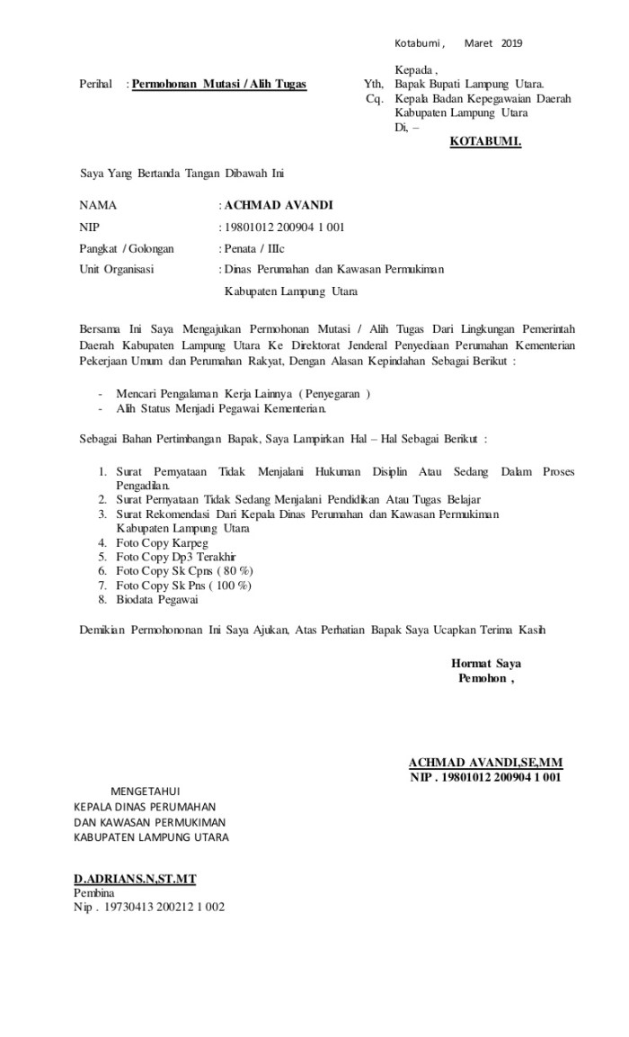 Contoh Surat Permohonan Mutasi Pns Homecare24