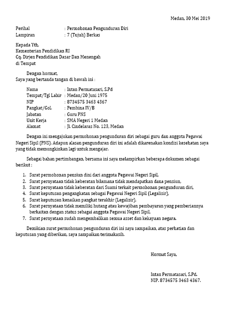 16 Contoh Surat Pengunduran Diri Guru Dan Format Bisa Kamu Coba