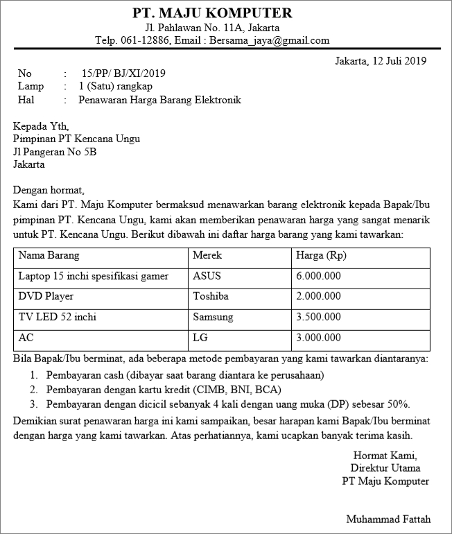 16 Contoh Surat Permintaan Penawaran Barang Harga Dll Contoh Surat